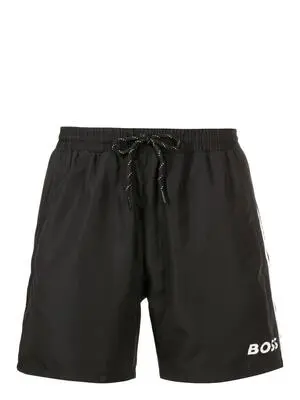 BOSS Logo-print Swim Shorts - Black