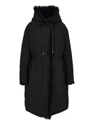 FERRAGAMO Shearling-lined Parka Coat - Black