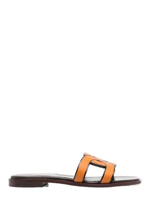 TOD'S Leather Logo Strap Sandals - Orange