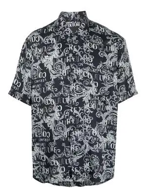 Versace Baroque-print Short-sleeve Shirt - Black