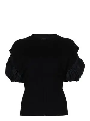 3.1 Phillip Lim Poplin-combo Puff-sleeve Top - Black