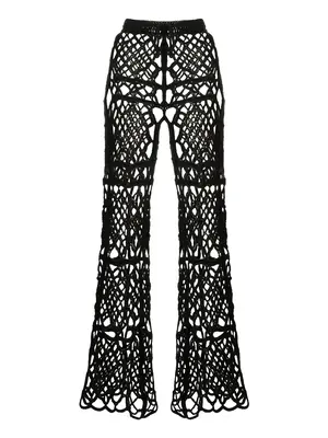Anna Sui Layered Macramé Trousers - Black