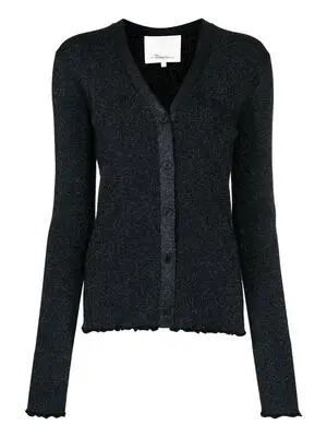 3.1 Phillip Lim Long-sleeve Cardigan With Ruffle Seams - Blue