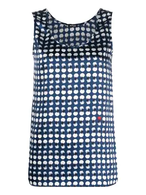 Kiton Polka-dot Silk Top - Blue
