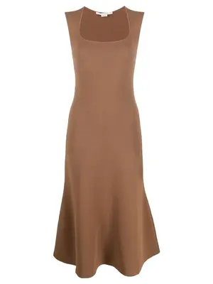 Stella McCartney Square-neck Flared Dress - Brown