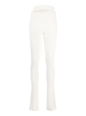 ANDREĀDAMO Cut-out Waist Ribbed Trousers - White