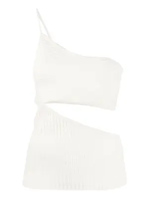 ANDREĀDAMO One-shoulder Ribbed Top - White