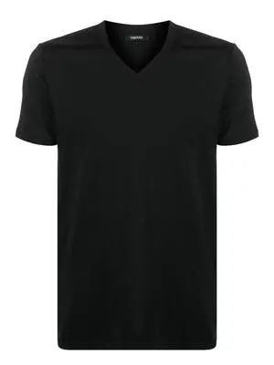 TOM FORD V-neck Short-sleeved T-shirt - Black
