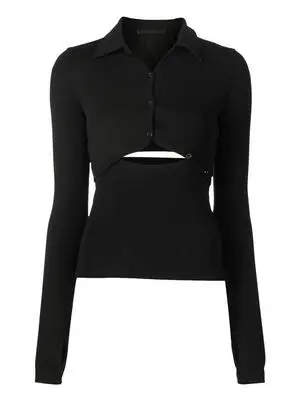 Helmut Lang Cut-out Button-up Top - Black