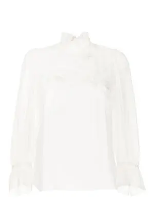 SHIATZY CHEN Floral-Appliqué Crop-Sleeve Blouse