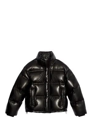 Ami Leather Down Jacket - Black