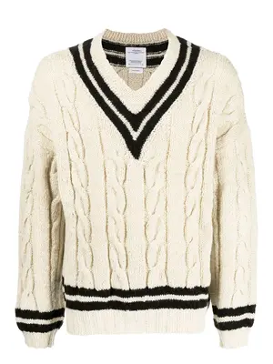 Visvim Cable-knit V-neck Jumper - White