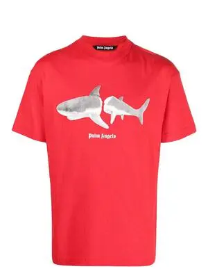 Palm Angels Shark-print T-shirt - Red