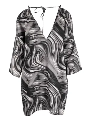 Karl Lagerfeld Swirl-print Mini Kaftan Dress - Grey