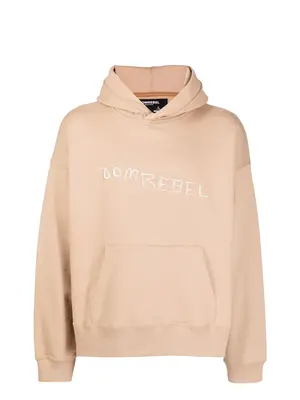 DOMREBEL Caveman Embroidered Hoodie - Brown