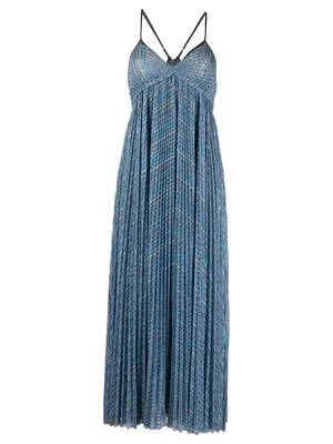 FORTE_FORTE Pleated Empire-line Dress - Blue