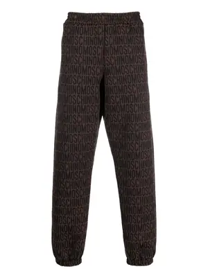Moschino All-over Embroidered Logo Track Pants - Brown