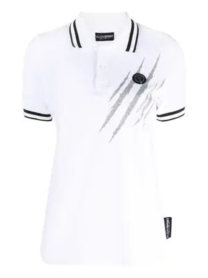 PLEIN SPORT Scratch Short-sleeve Polo Shirt - White