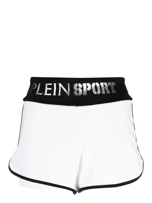 PLEIN SPORT Logo Waistband Jogging Shorts - White