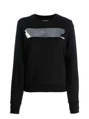 PLEIN SPORT Metallic-logo Cotton Sweatshirt - Black