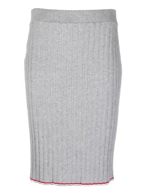 Thom Browne Ribbed-knit Cashmere Pencil Skirt - Grey
