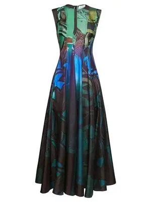 SALVATORE FERRAGAMO Ferragamo Sleeveless Graphic-Print Long Dress