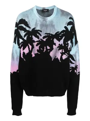 Dsquared2 Tropical Patterned-jacquard Jumper - Black