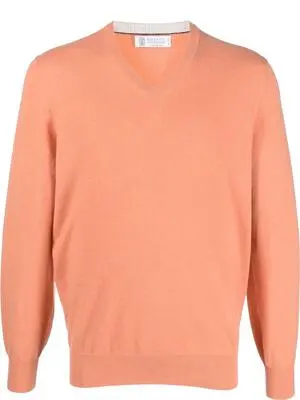 Brunello Cucinelli V-neck Cashmere Jumper - Orange