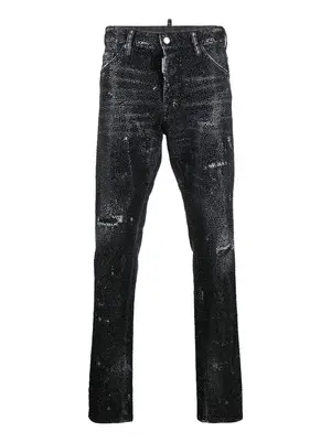 Dsquared2 Crystal-embellished Straight-leg Jeans - Black