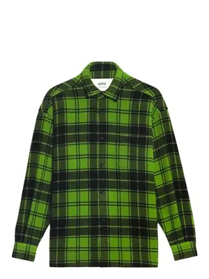 Ami Logo-print Plaid Shirt - Green