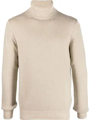 DELL'OGLIO Roll-neck Knit Jumper - Neutrals