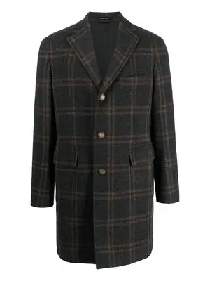 Tagliatore Checked Single-breasted Coat - Black