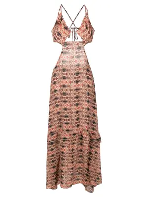 AMIR SLAMA Floral-print Halterneck Maxi Dress - Multicolour