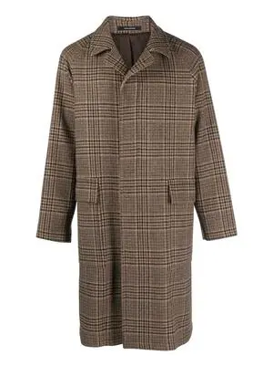 Tagliatore Checked Single-breasted Coat - Brown