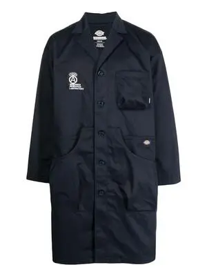 NEIGHBORHOOD Logo-patch Single-breasted Coat - Blue