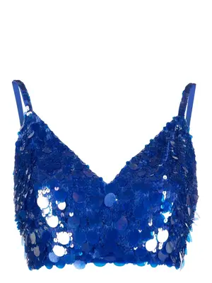 P.a.r.o.s.h Sequin-embellished Crop Top - Blue