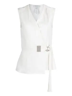 Fabiana Filippi Embellished Wrap Blouse - White