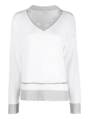 Fabiana Filippi V-neck Knit Jumper - White