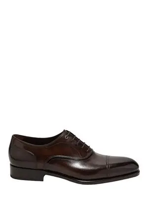 FERRAGAMO Gancini Leather Oxford Shoes - Brown