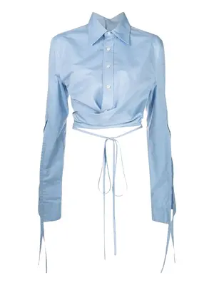 MONSE Cropped Wrap-Front Shirt
