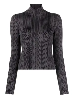 Marc Jacobs Monogram Compact-knit Mock-neck Jumper - Grey