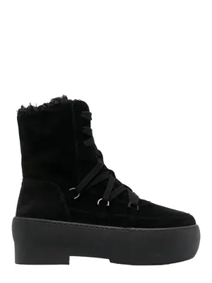 GIABORGHINI Flatform Lace-up Boots - Black