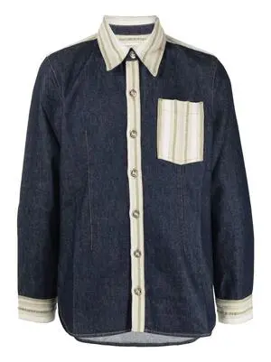 WALES BONNER Miles Denim Shirt - Blue