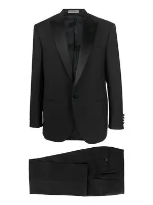 Corneliani Peak Lapel Single-breasted Virgin-wool Suit - Black