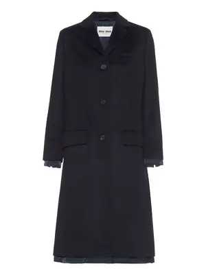 Miu Miu Single-breasted Velour Coat - Blue