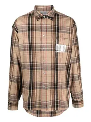 VTMNTS Plaid-check Long-sleeve Shirt - Neutrals