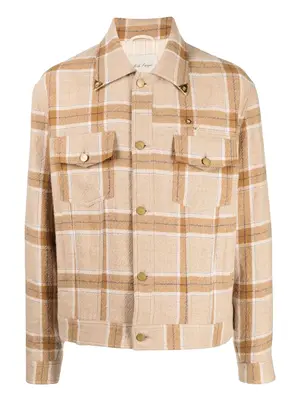 Nick Fouquet Plaid-check Print Shirt Jacket - Brown