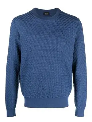 Brioni Textured Ribbed-trim Jumper - Blue