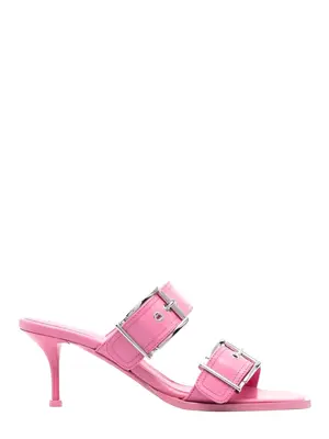 Alexander McQueen 75mm Buckled Leather Sandals - Pink