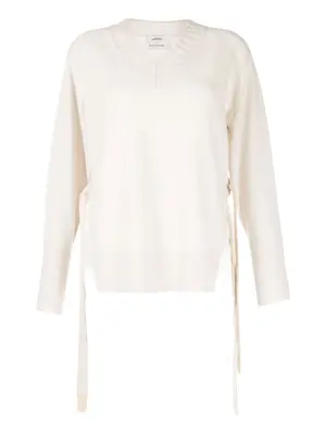 ONEFIFTEEN V-neck Jumper With Sheer Detail - White